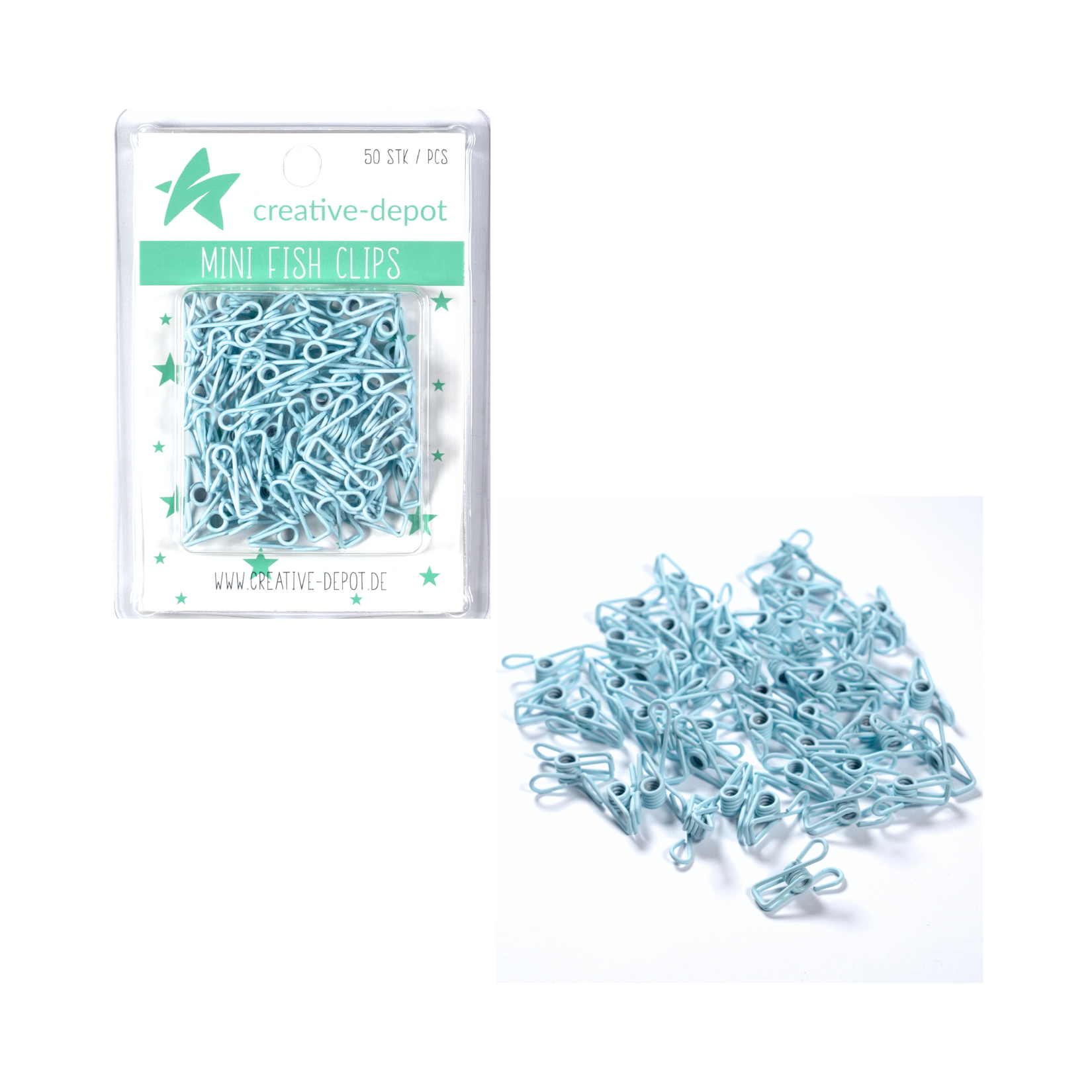 Mini Fish Clip - Baby Blau - Matt - 50 Stück