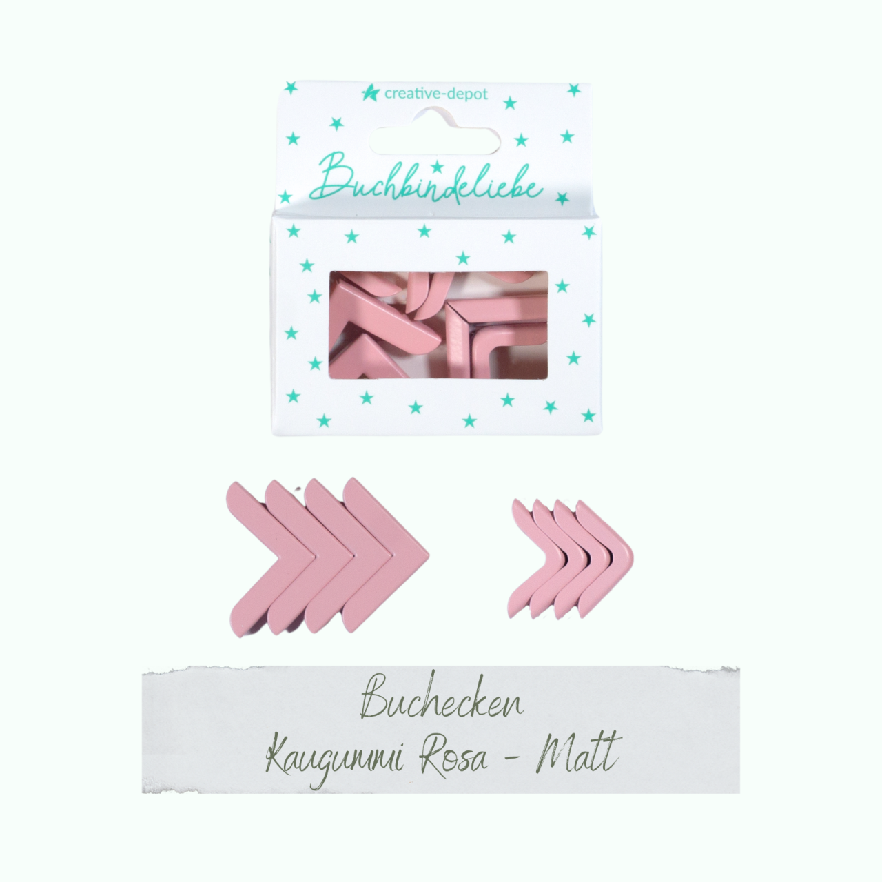 Buchecken - Kaugummi Rosa - Matt - Buchbindeliebe - 8 Stück