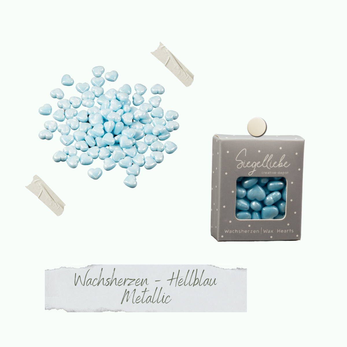 Wachsherzen - Hellblau Metallic - Siegelliebe | CD-SW-075